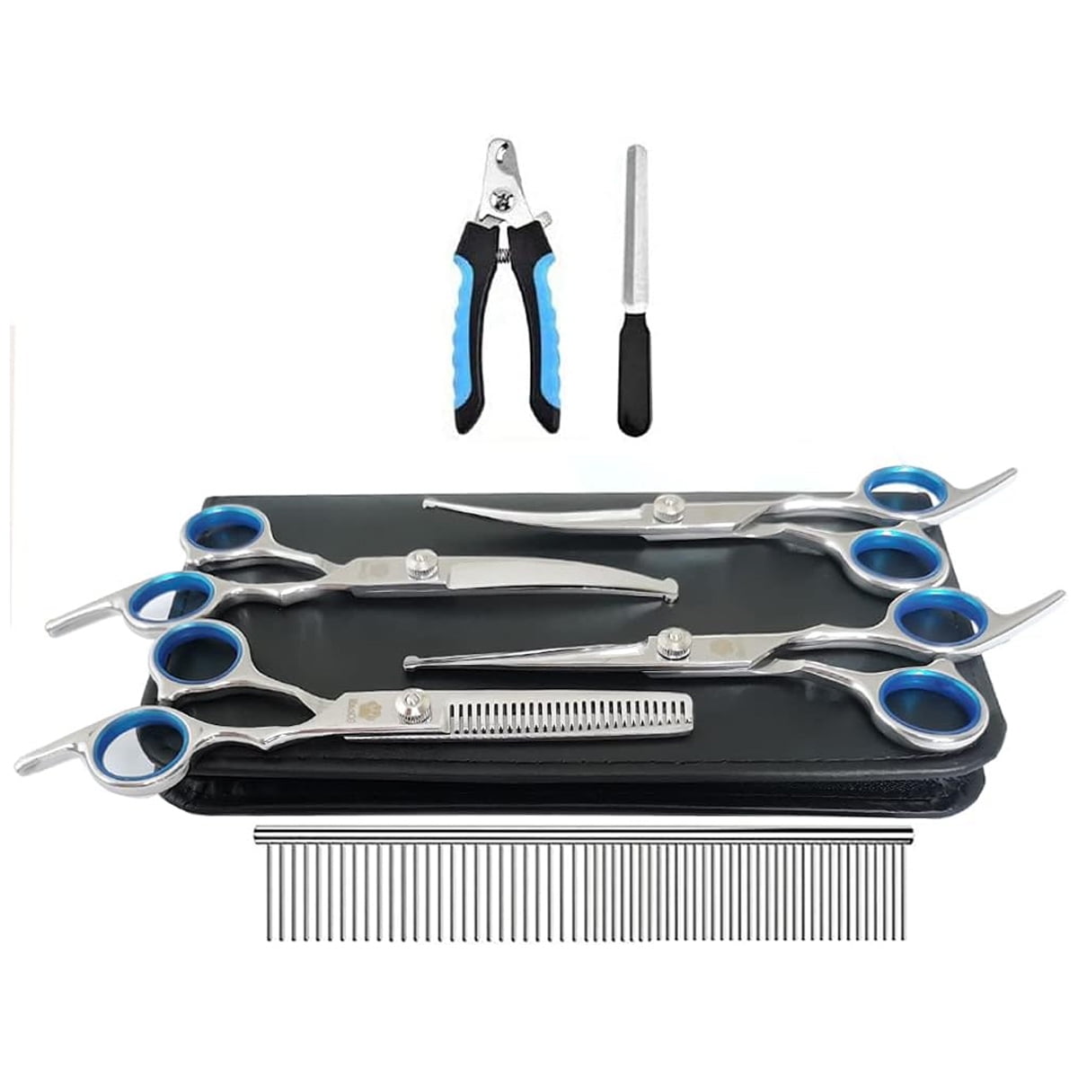Dog Grooming Scissors Set, Titanium Coated Safety Round Tip ...