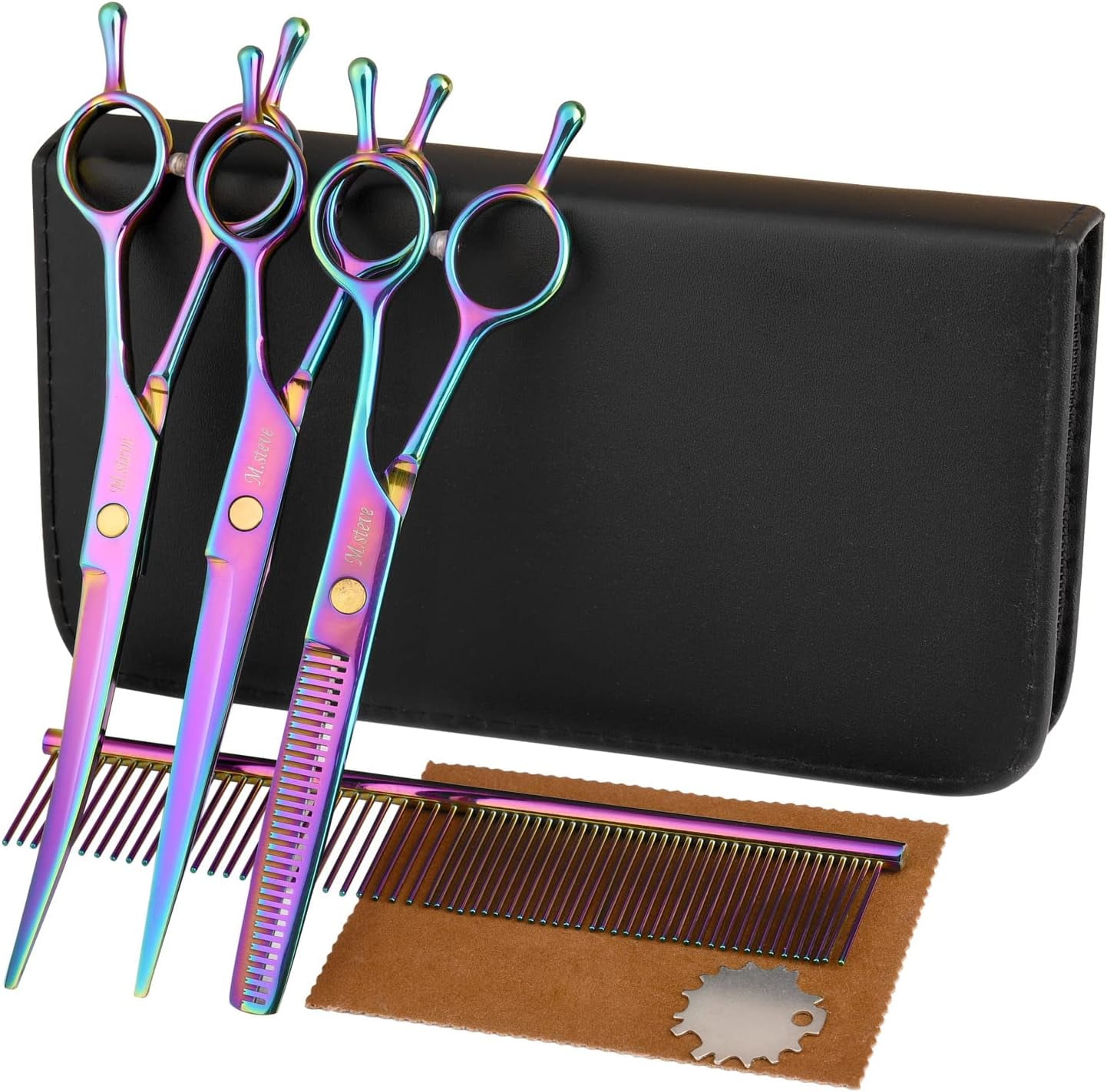 Dog Grooming Scissors kit 7 in 1 Professional Pet Cat Hair Cutting ...