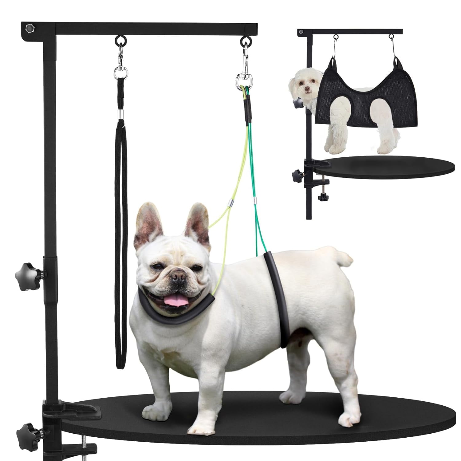Dog Grooming Table Arm with Hammock, 35" Adjustable Height Grooming Arm ...