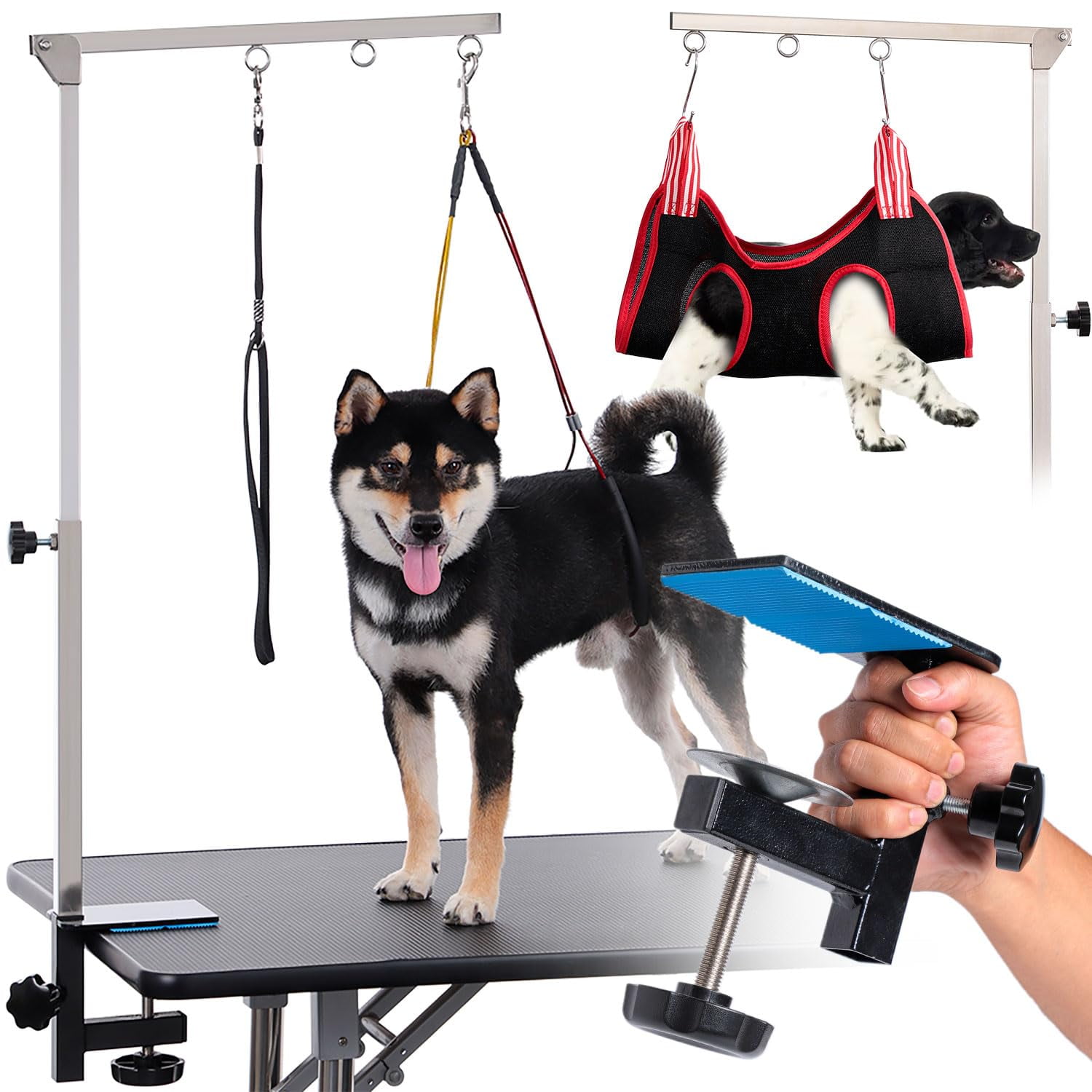 Dog Grooming Table Arm with Hammock - Adjustable Height, Pet Grooming ...