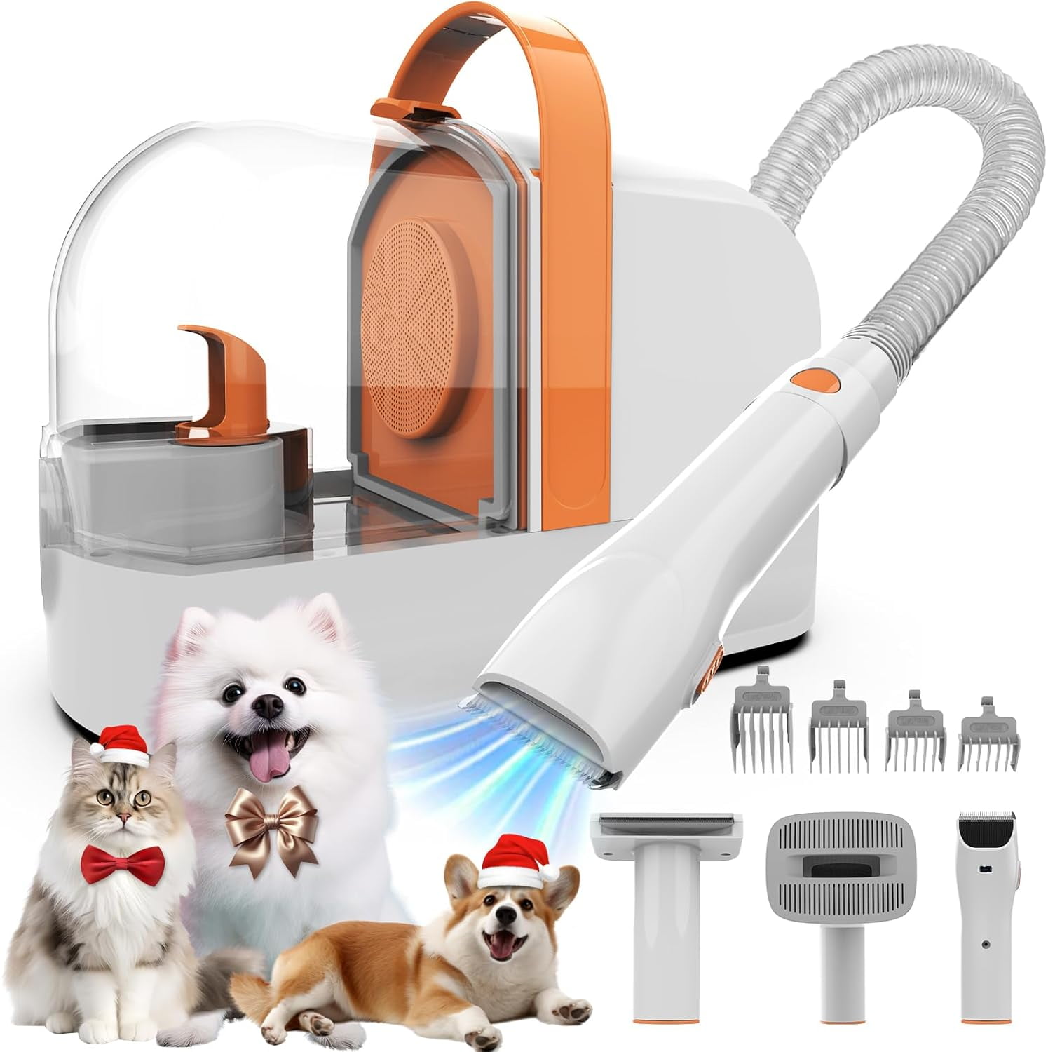 Dog Grooming Vacuum, Kit with Pet Clippers, 12,000Pa Hair Vacuum for ...