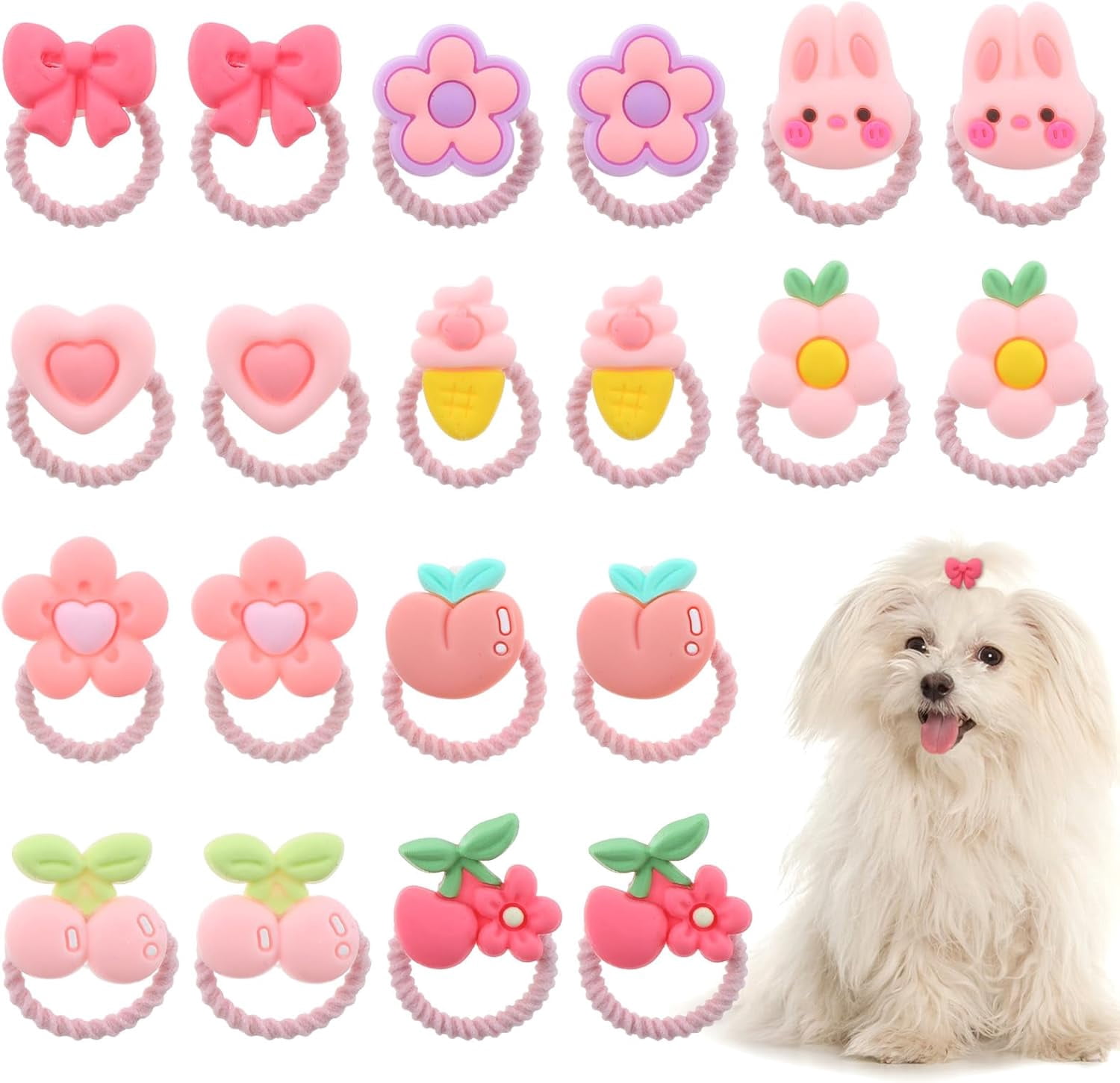 Dog Hair Bows with Rubber Bands, Cute Dog Bows, Mini Hair Ties Bulk ...