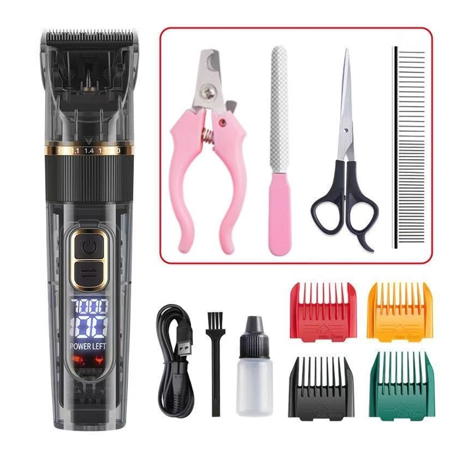 Dog Hair Clippers Grooming Haircut Trimmer Shaver Set Pets Rechargeable ...