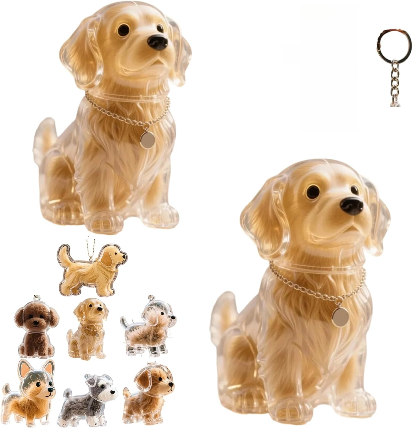 Dog Hair Collector Keychain Charm Memorial Storage Box, Transparent ...