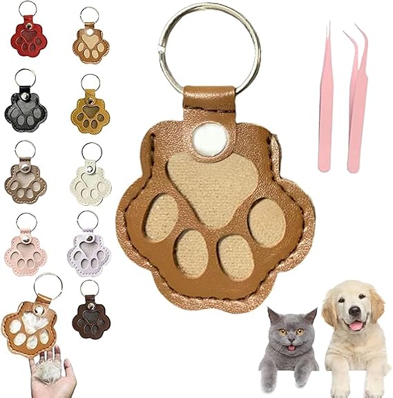 Dog Hair Collector Keychain, Cute Paw Shaped Pet Memorial Keepsake ...