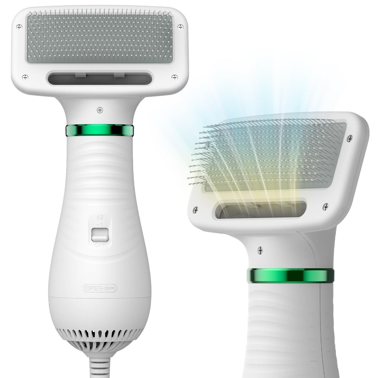 Dog Hair Dryer, 2-in-1 Dog Blow Dryer with Slicker Brush, 300W Pet Hair ...
