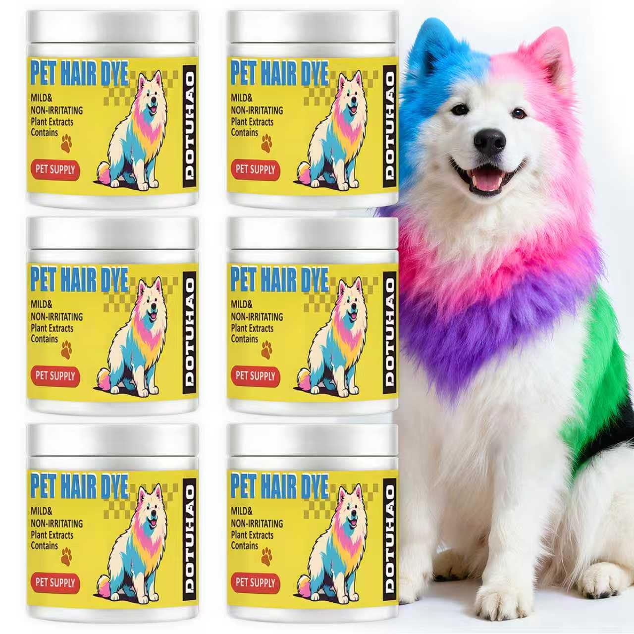 Dog Hair Dye, 6 Color Pet Hair Dye, Pet Safe Dye, Dog Hair Coloring ...