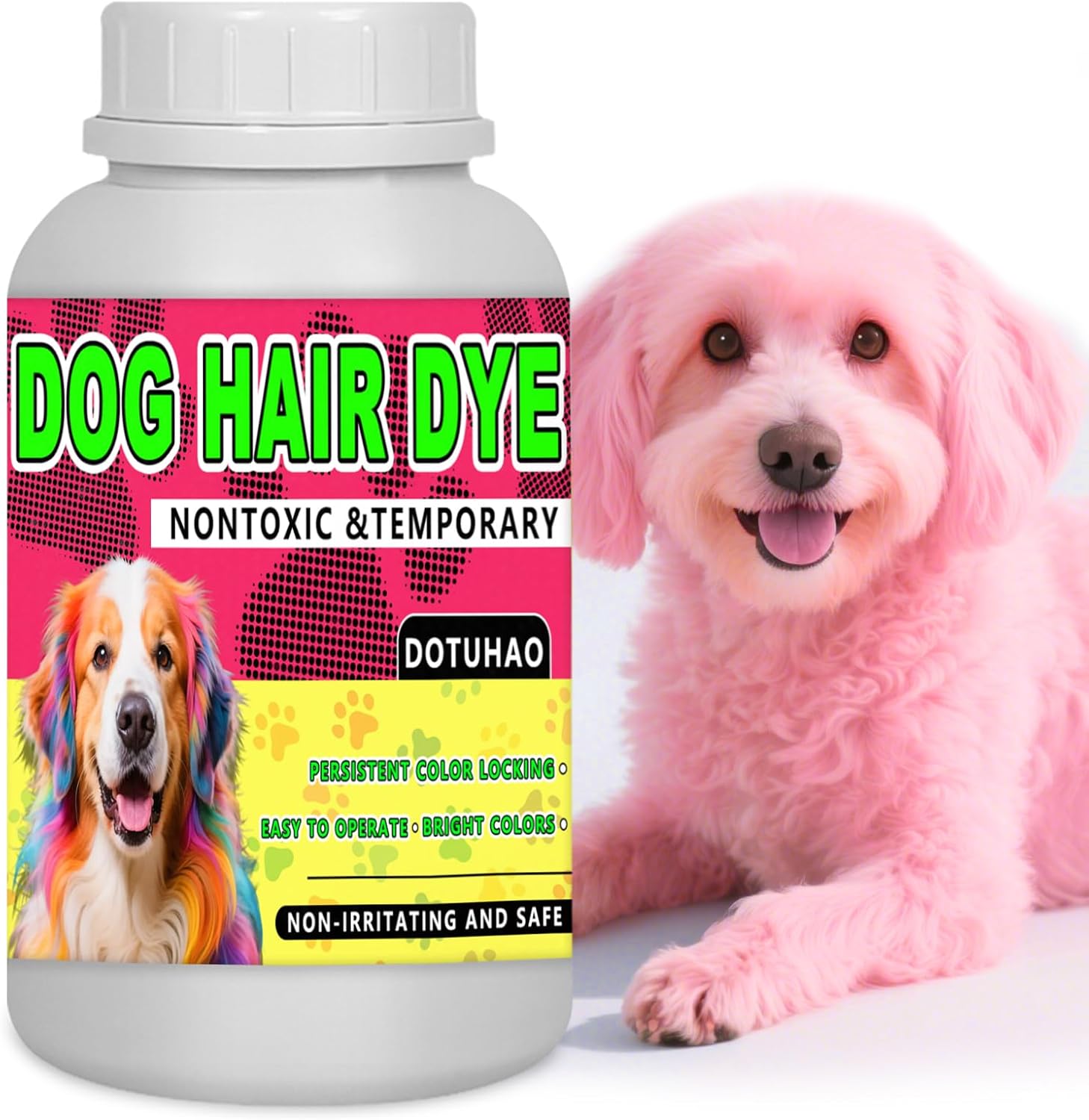 Dog Hair Dye, Pink Color Pet Hair Dyes, Permanent Pet Safe Dye, 8.45 Fl ...