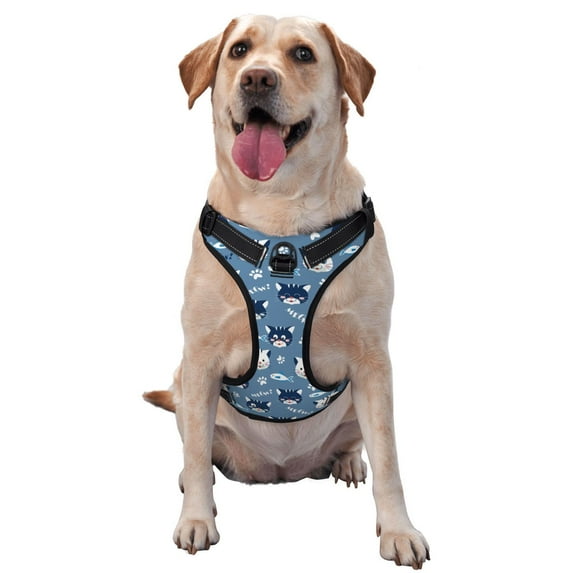 Dog Harness, Funny Cute Cat Face Fish No-Pull Pet Dog Harness with ...