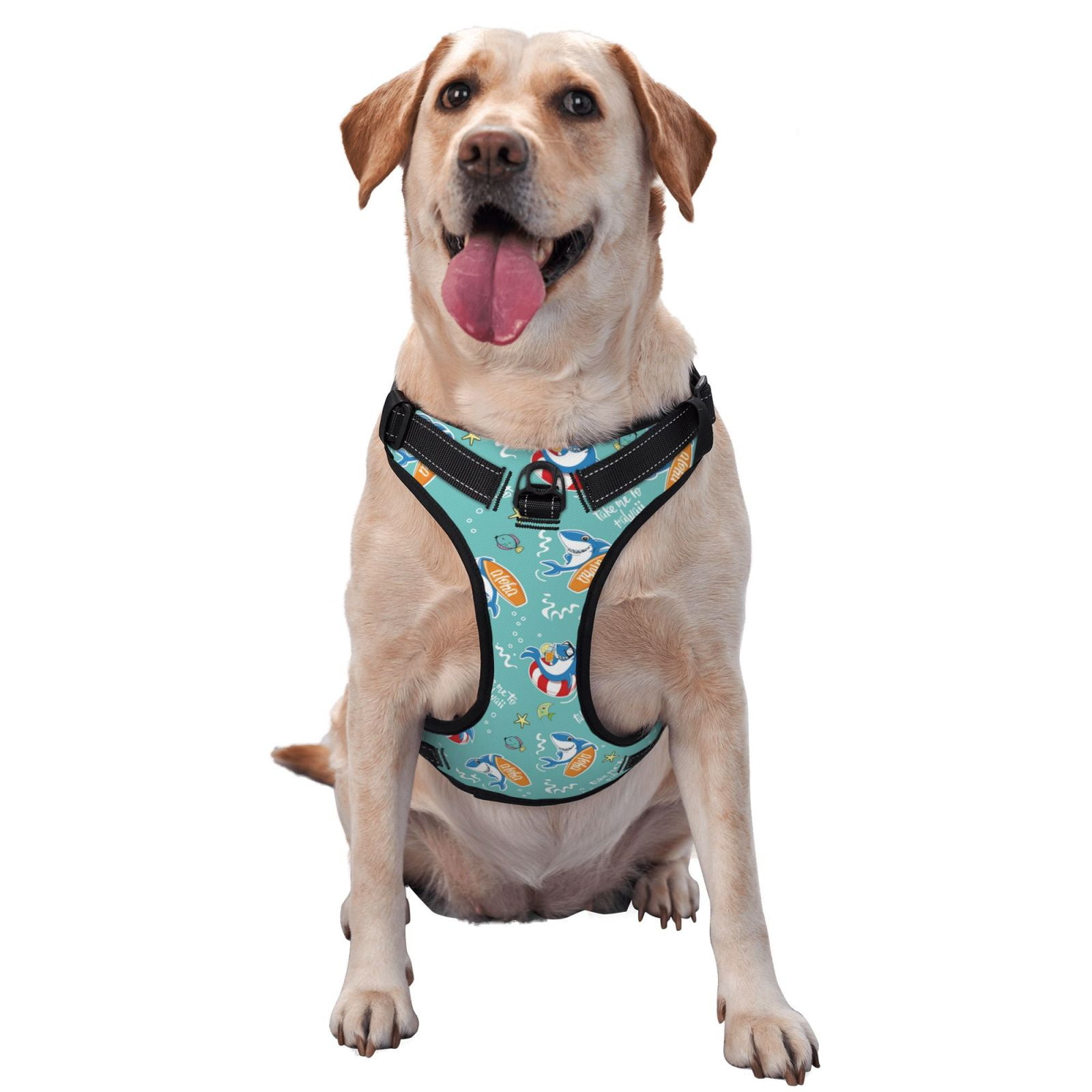 Dog Harness, Funny cartoon sharks No-Pull Pet Dog Harness with Leash ...