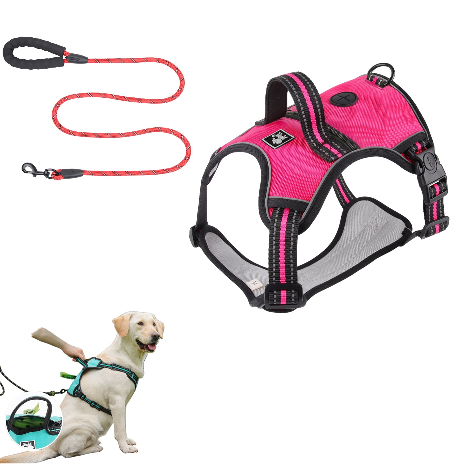 Dog Harness and Leash Combo with Dog Poop Leak Proof Bag Dispenser,No ...