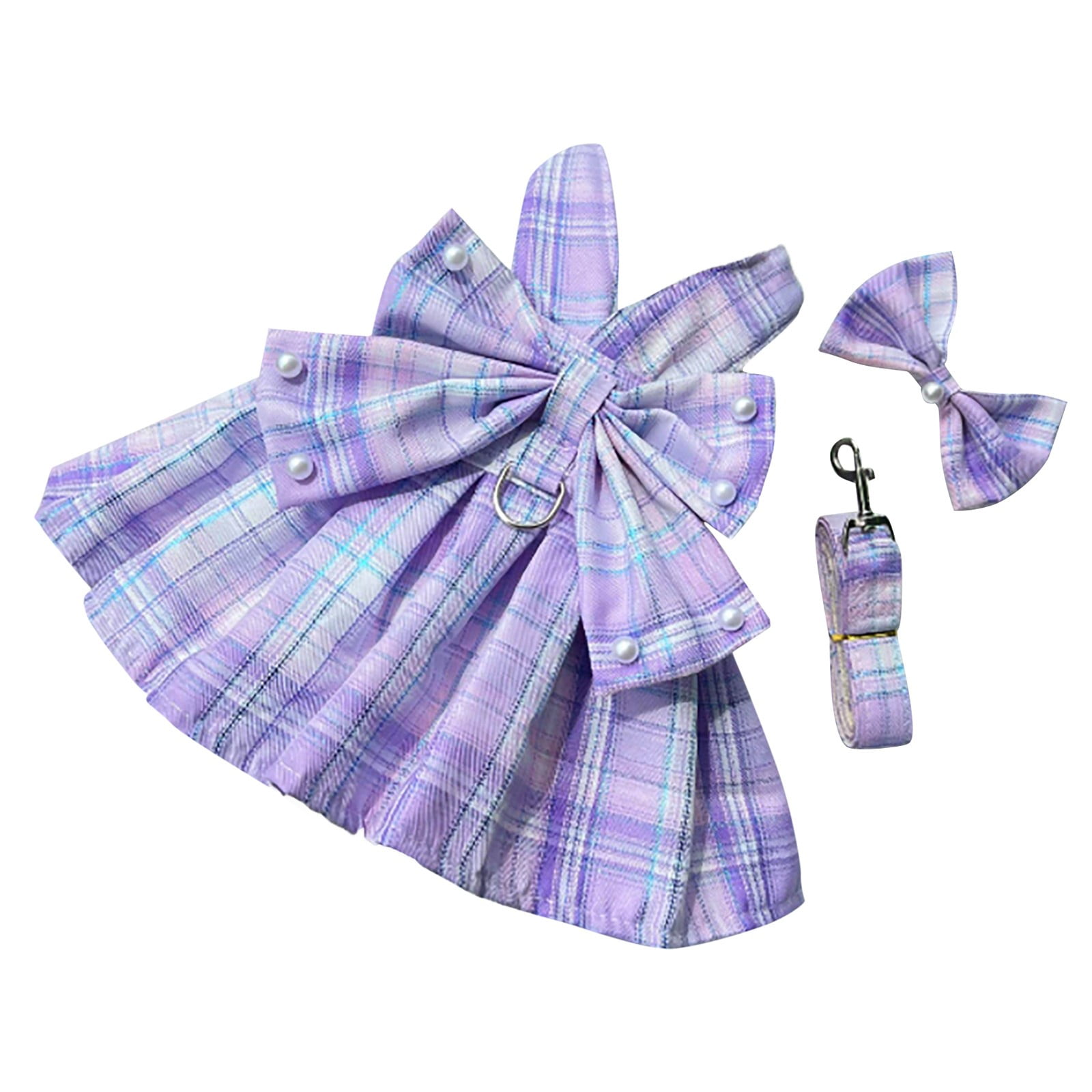 Dog Harness and Leash Set, Cute Bow Tie Plaid Harnesses for Puppy Cat ...