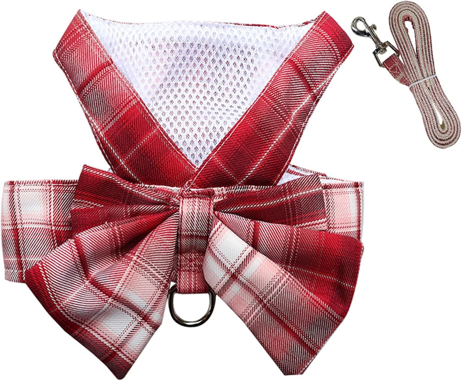 Dog Harness and Leash Set, Cute Bow Tie Plaid Harnesses for Puppy Cat ...