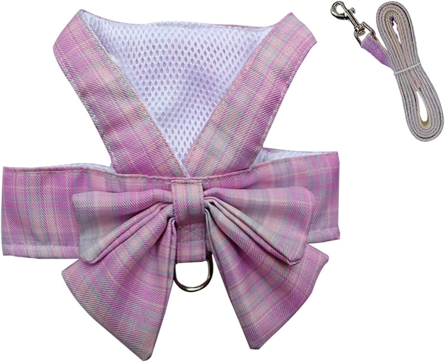 Dog Harness and Leash Set, Cute Bow Tie Plaid Harnesses for Puppy Cat ...