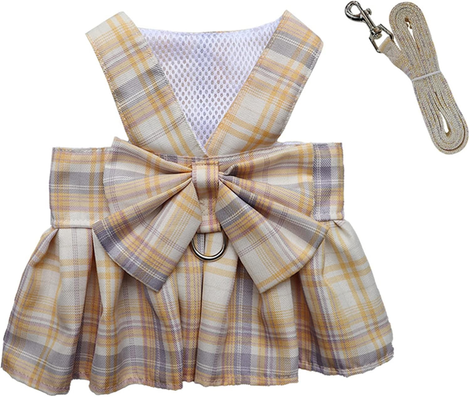 Dog Harness and Leash Set, Cute Bow Tie Plaid Harnesses for Puppy Cat ...