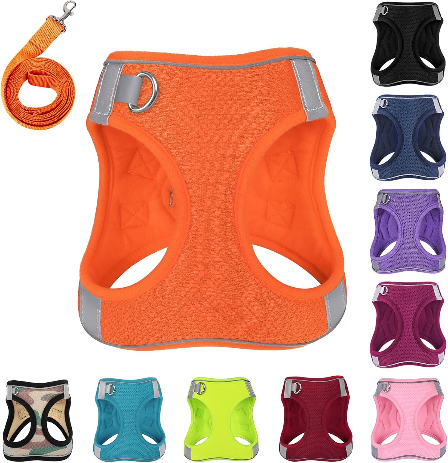 Dog Harness with Leash Set, No-Pull Step-in Reflective Pet Harness with ...