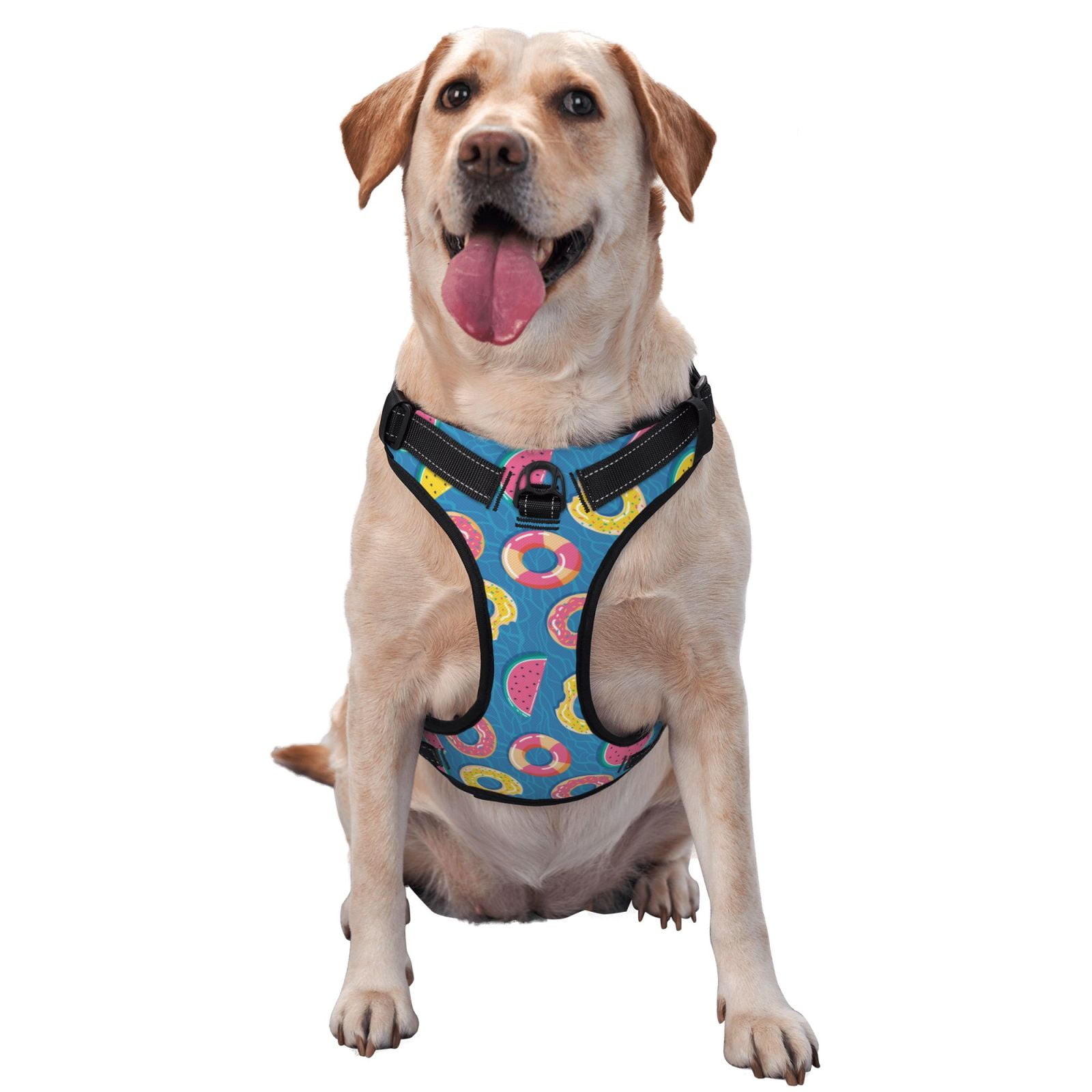 Dog Harness, Red Yellow Watermelon Donuts No Pull Pet Harness Dog Leash ...