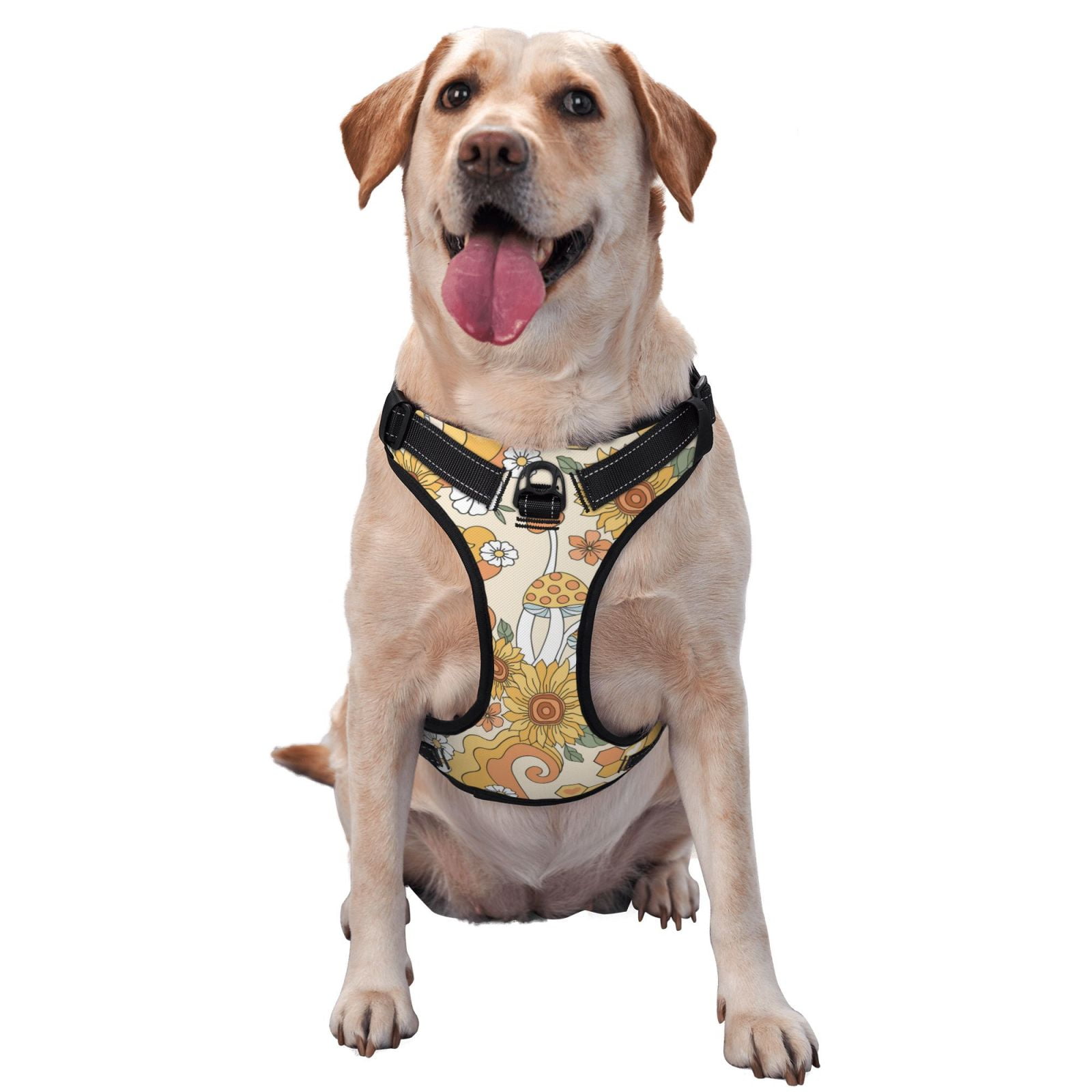 Dog Harness for Small to Large Dogs - hippie flower mushrooms No Pull ...