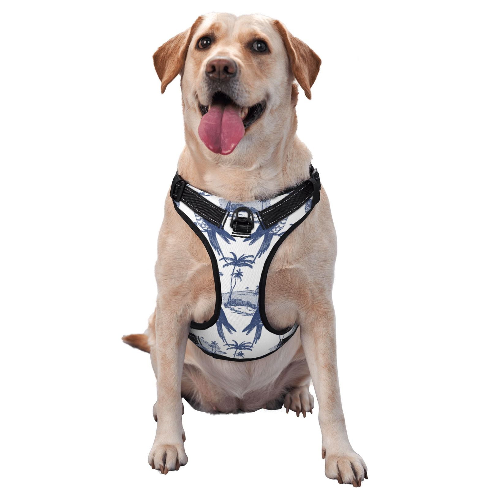 Dog Harness Small Medium Large Sized Dog - Sketch Parrot Palm Tree ...