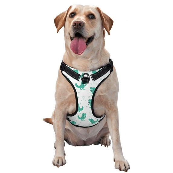 Dog Harness Small Medium Large Sized Dog - green Dinosaur print ...