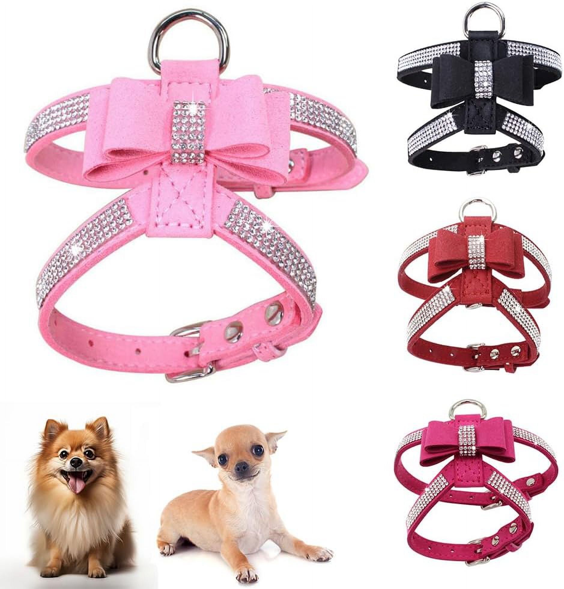Dog Harness for Girls,Rhinestone Cat Vest Harnesses with Bow Tie Puppy ...