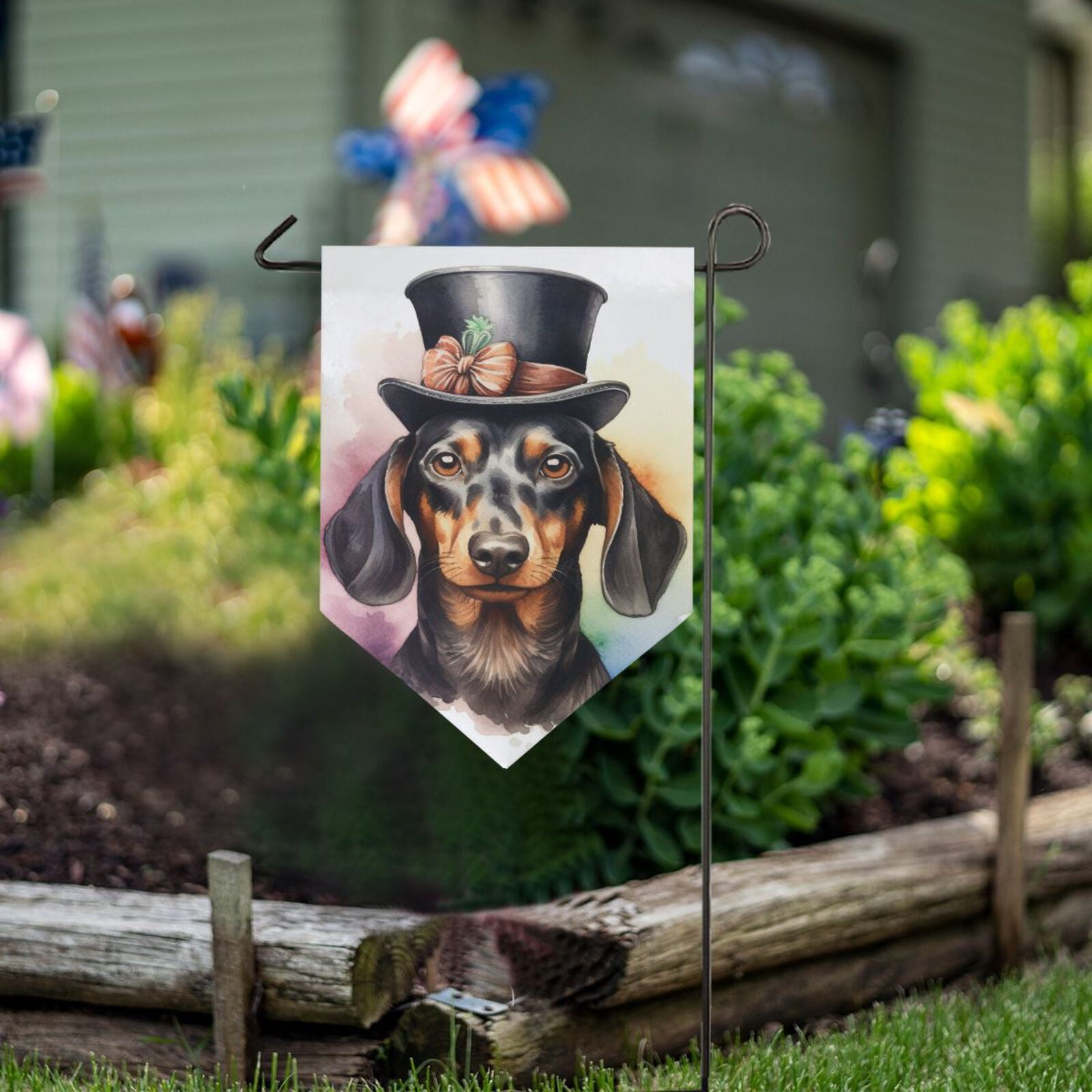 Dog Hat Gentleman Garden Flag 18" x 12.5" Double Sided Yard Lawn ...