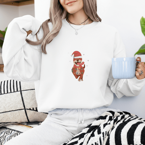 Dog Hat Lights Holiday Funny Pet Lover Gift Art Sweatshirt, up to size ...