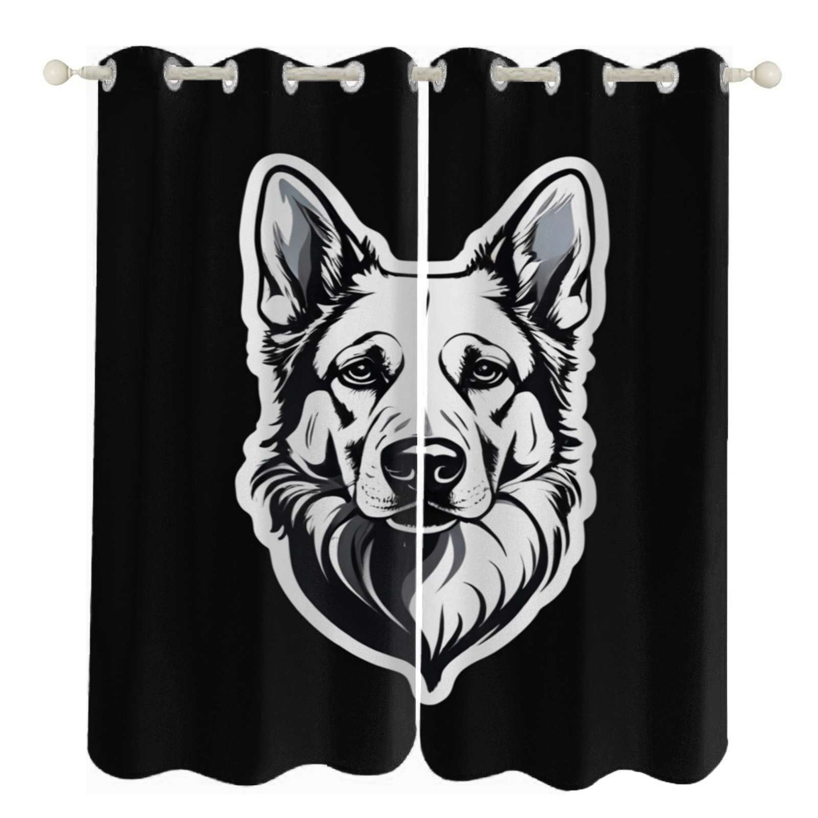 Dog Head Art Sunshade Curtains Home Bedroom Living Room Dining Room ...