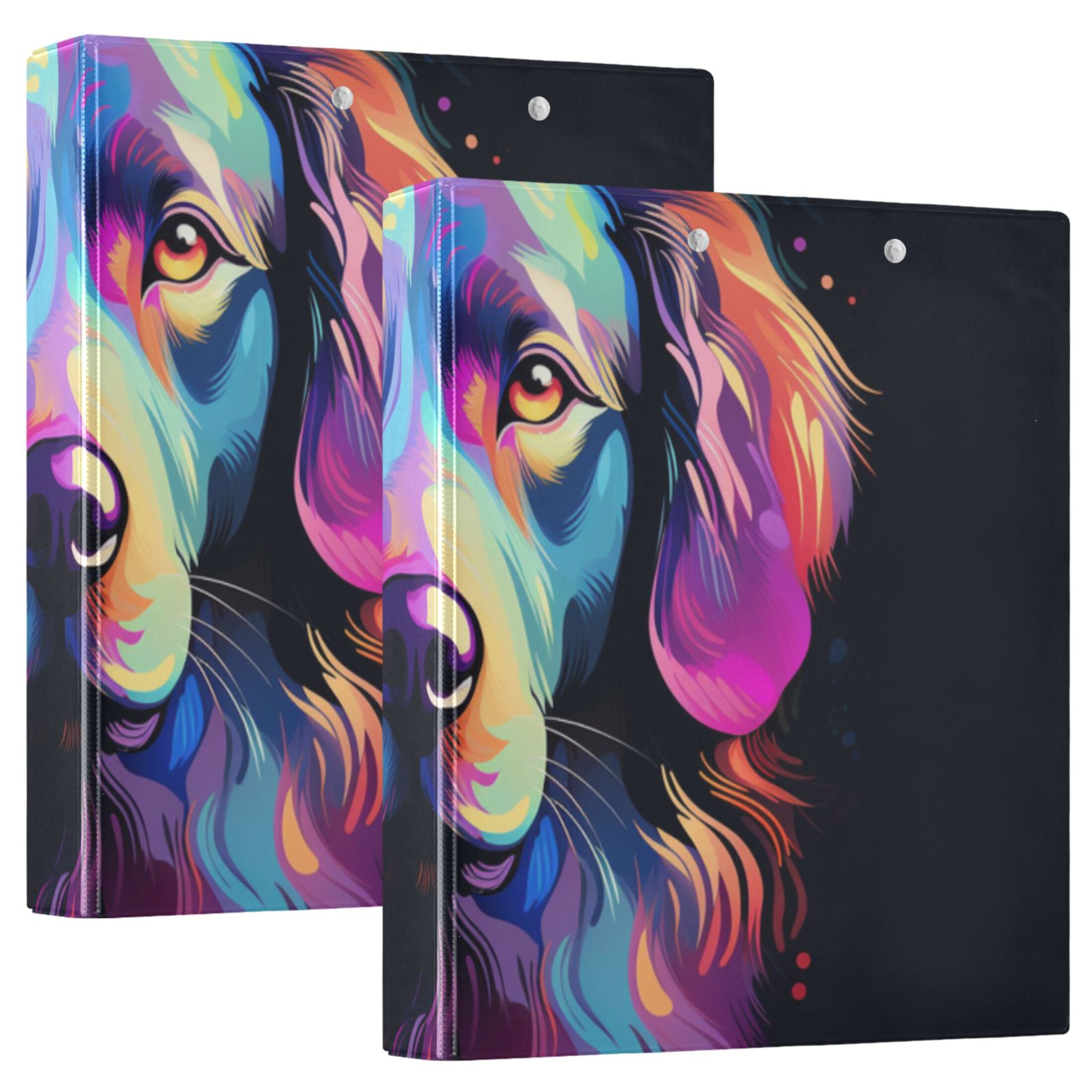 Dog Head Colorful 3 Ring Binders 1.5 inch Hardcover File Folders with ...