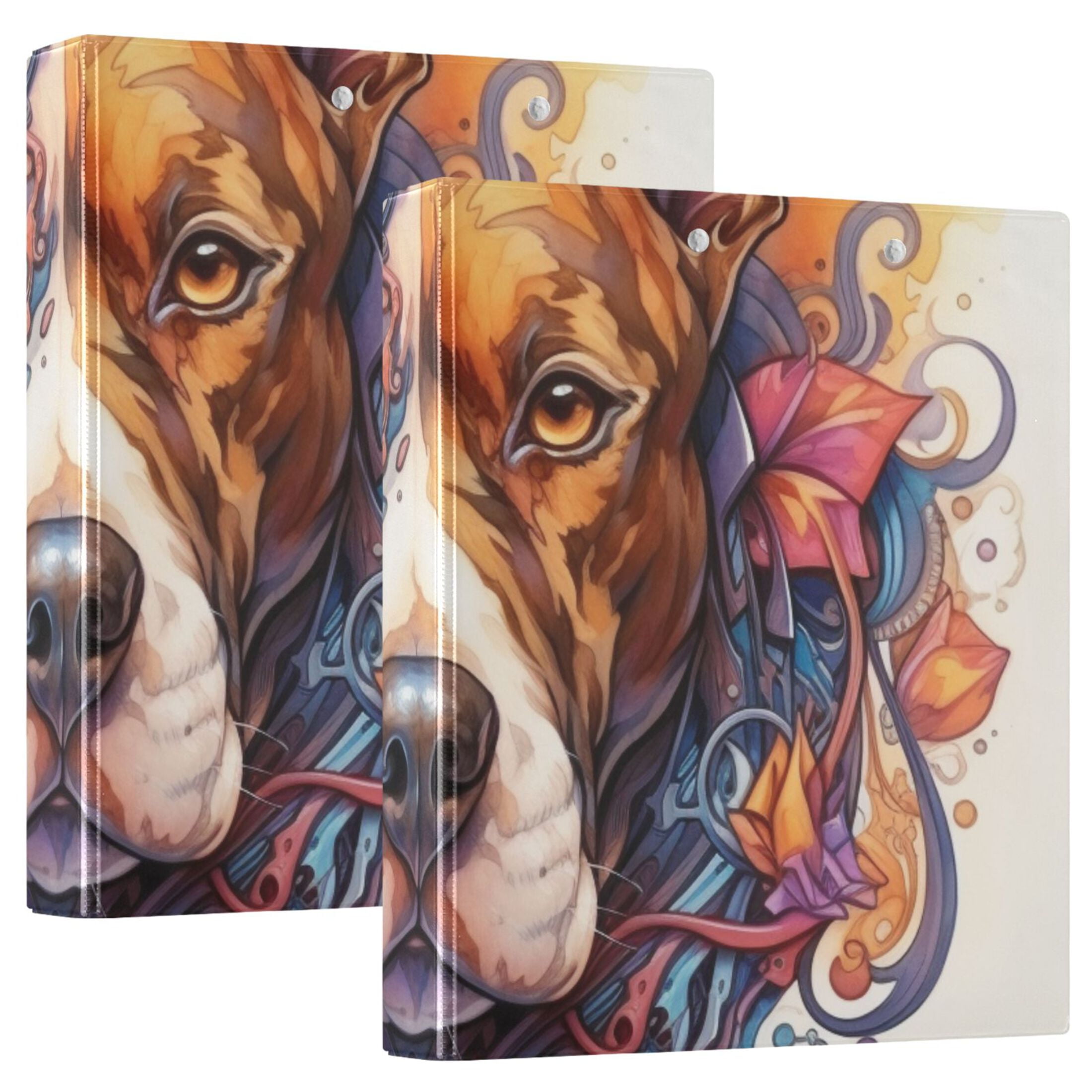 Dog Head Macine 3 Ring Binders 1.5 inch Hardcover File Folders with ...