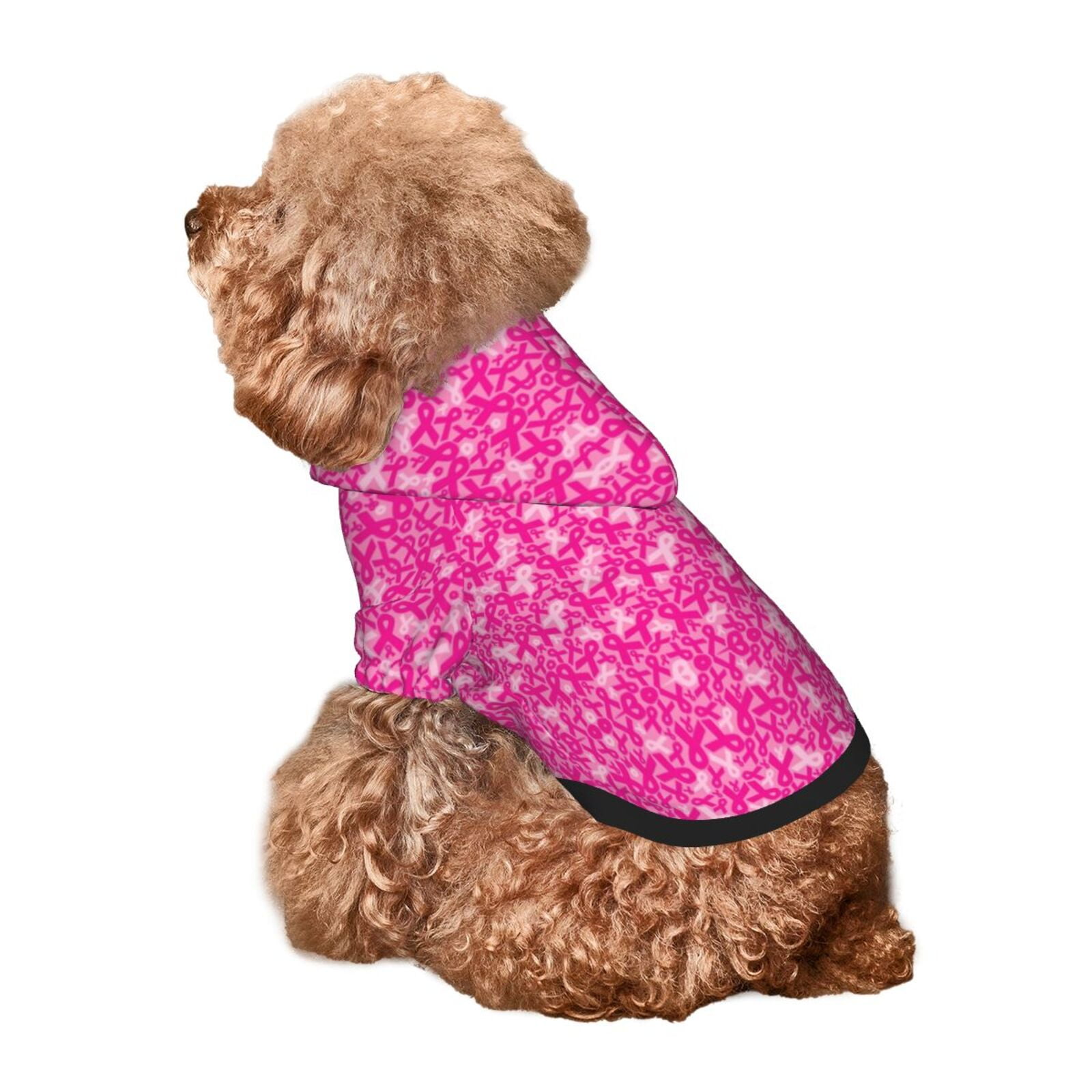 Dog Hoodie Breast Cancer Ribbons Dog Winter Clothes for Small Dogs Pet ...