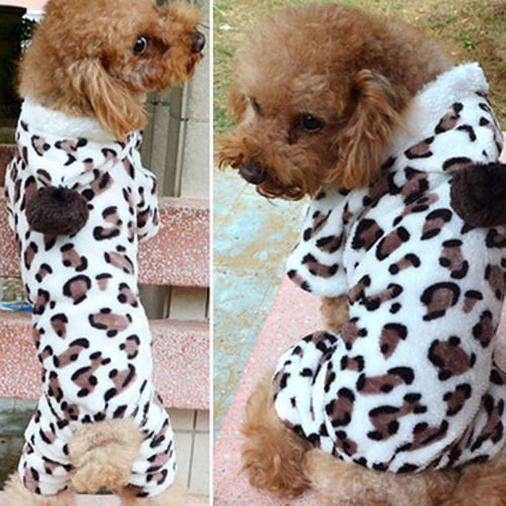 Dog Hoodie Hooded Flannel Winter Warm Leopard Printed Pet Puppy Clothes ...