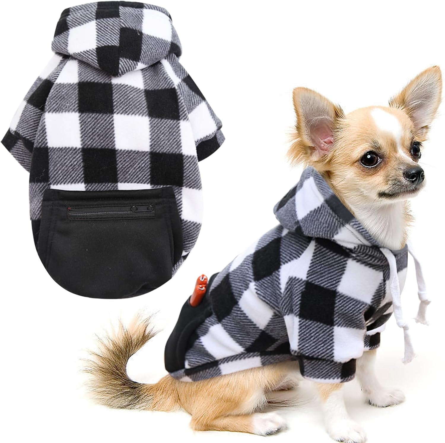 Dog Hoodie Plaid Dog Clothes Sweatshirt Puppy Sweater Soft Fleece ...