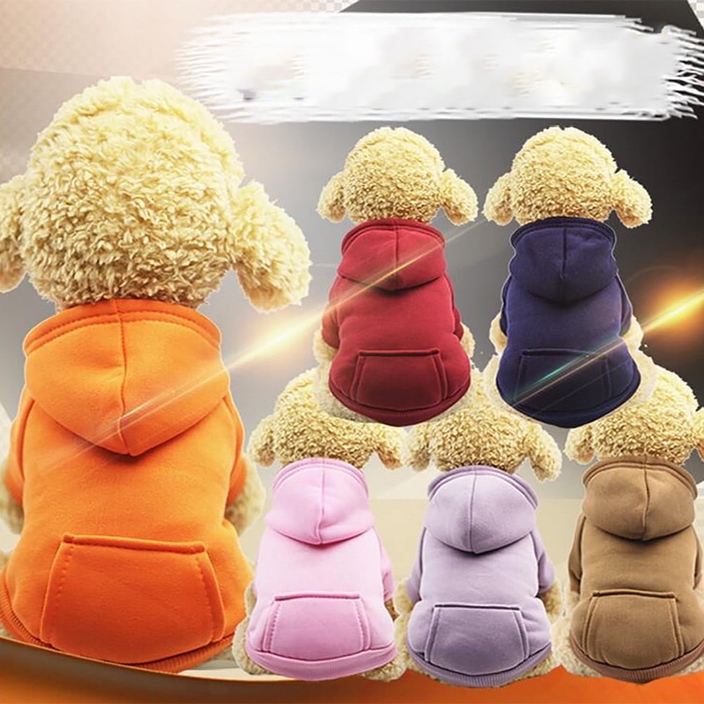 Dog Hoodie Sweatshirt With Pockets For Small Dogs - Warm Fleece Clothes ...