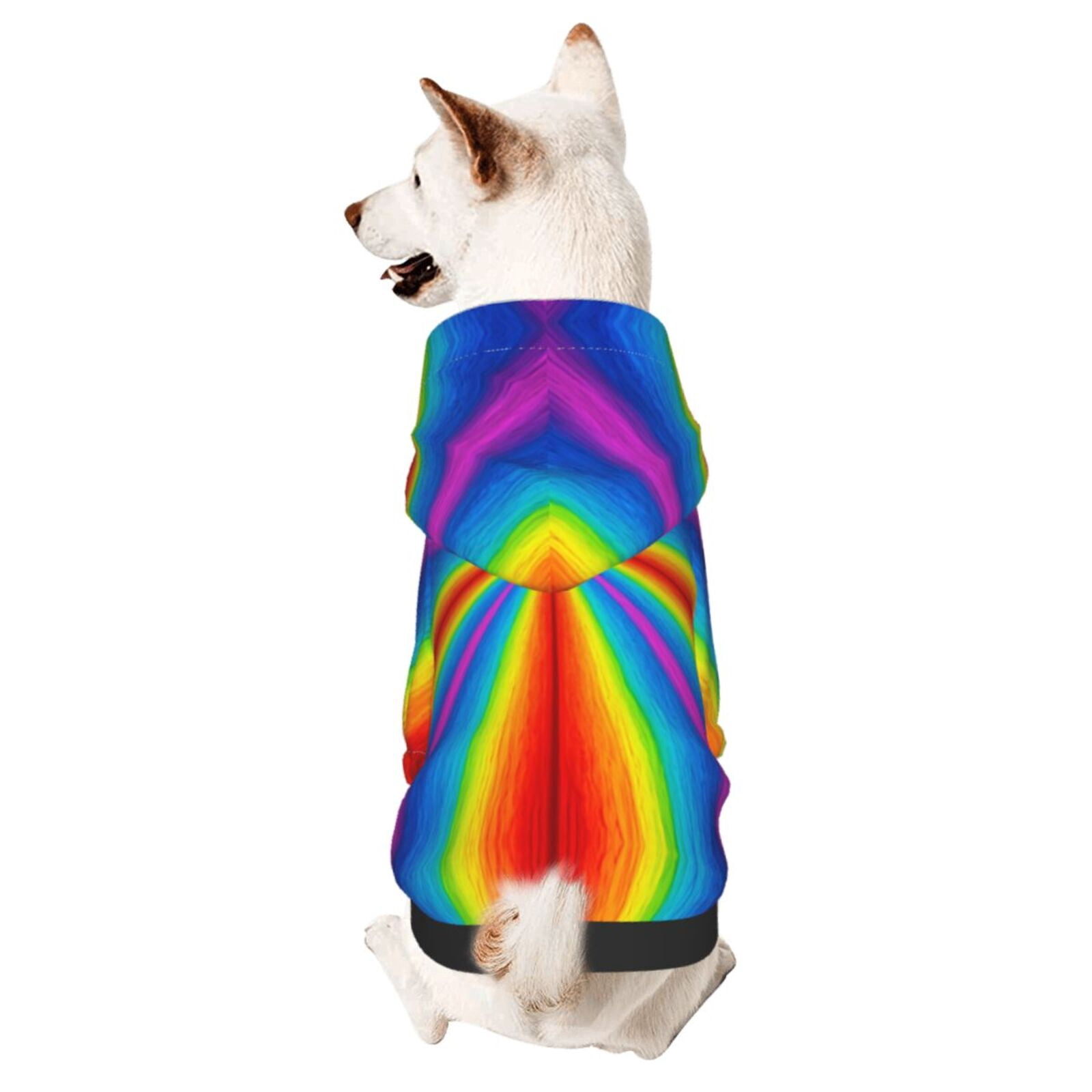 Dog Hoodie Sweatshirts Divergent Colored Stripes Print Pet Clothes ...