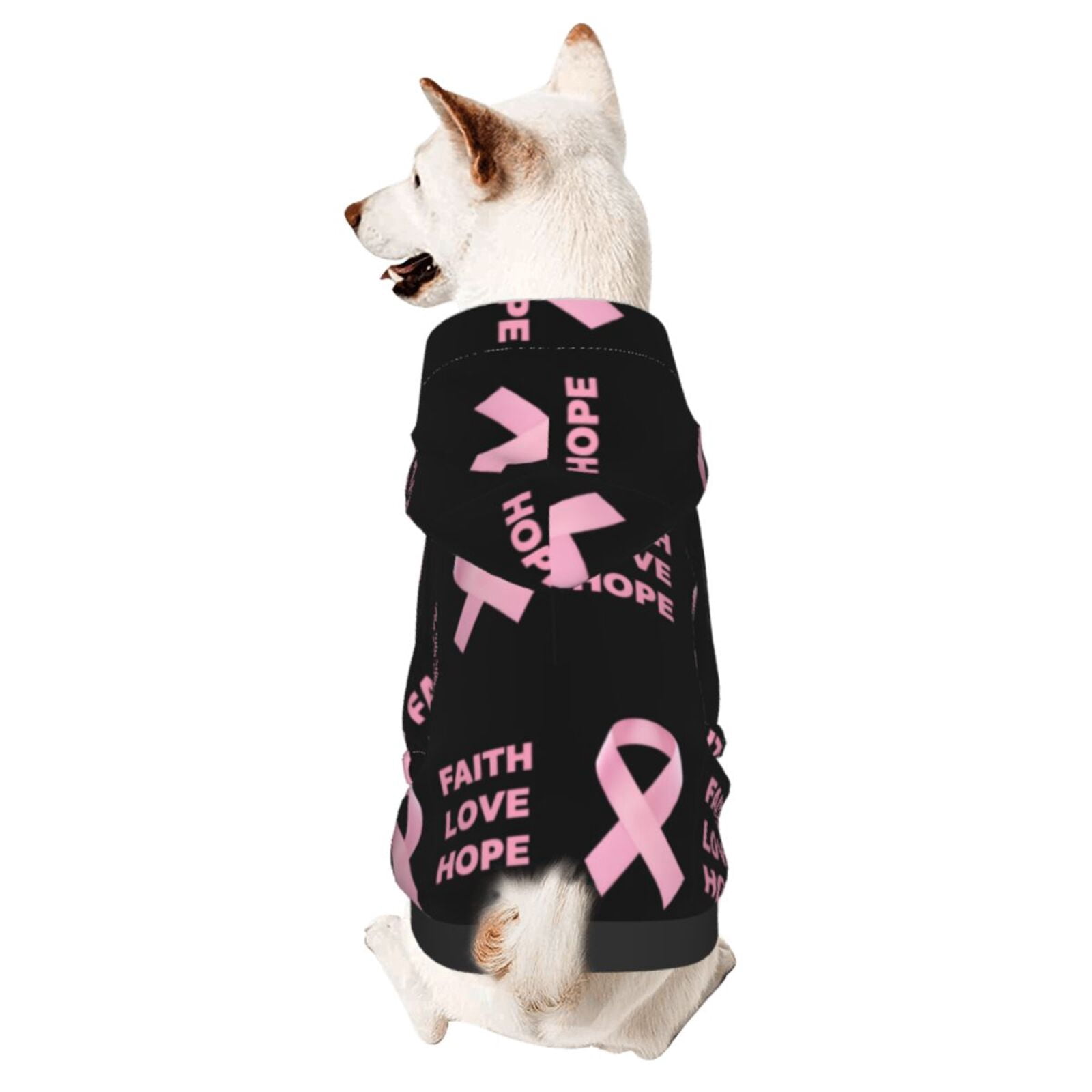 Dog Hoodie Sweatshirts Faith Love Hope Breast Cancer Ribbon Pet Clothes ...
