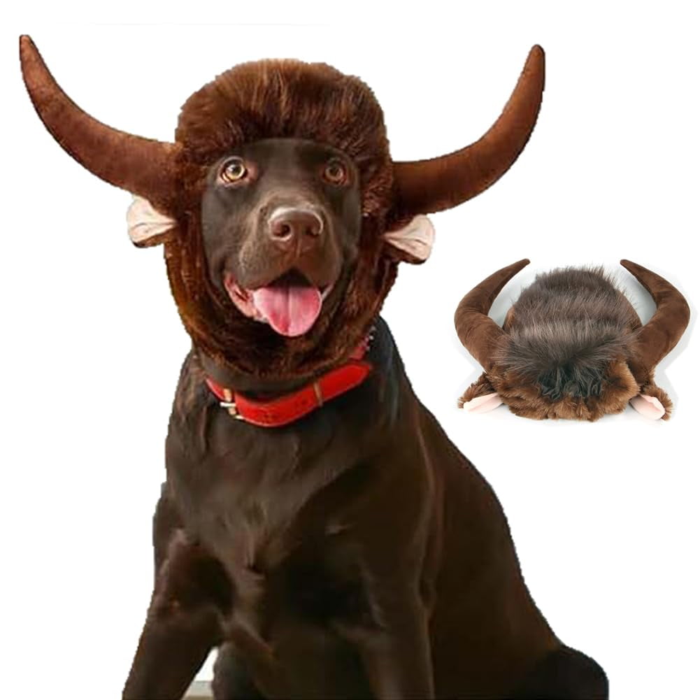 Dog Horn Wig for Halloween Funny Pet Bull Costumes for Dog Cat Pet ...