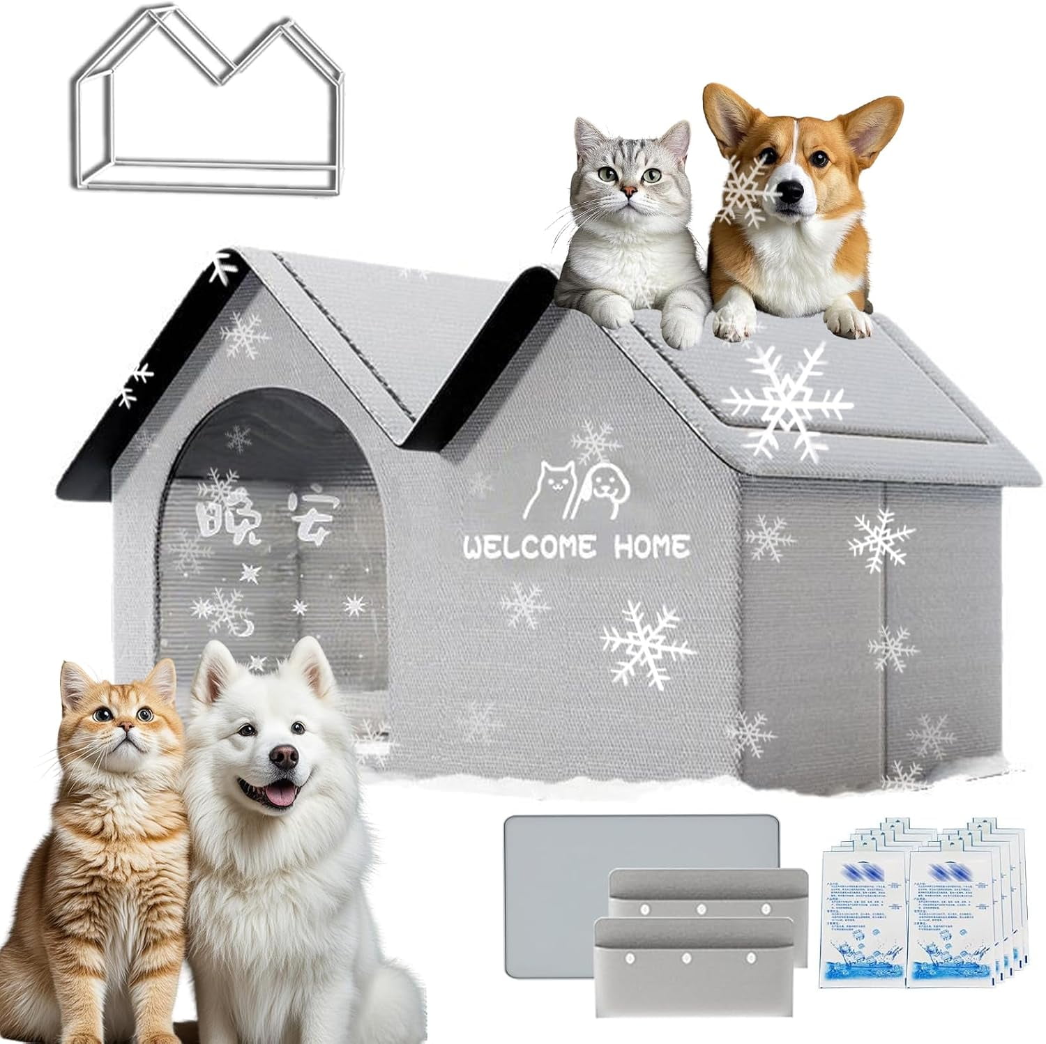 Dog House with Ac,Air Conditioner Cat House,Pet Cooling House,Foldable ...