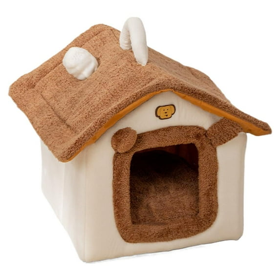 Dog House Bed Indoor, Winter Warm Dog Cave Beds with Removable Cushion ...