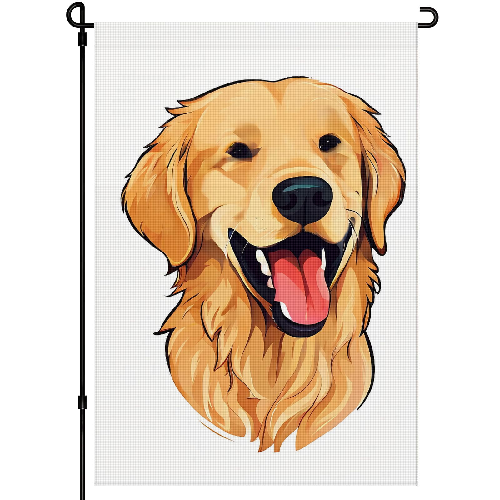 Dog House Flags - Washable Simple Doodle Happy Smile Cute Dog Face ...
