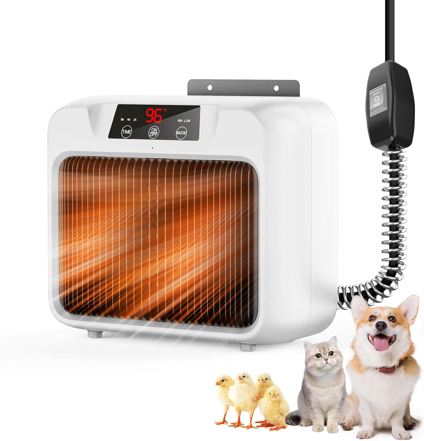 Dog House Heater with Thermostat, 300-600W 2 Heating Mode Pet Warmer ...