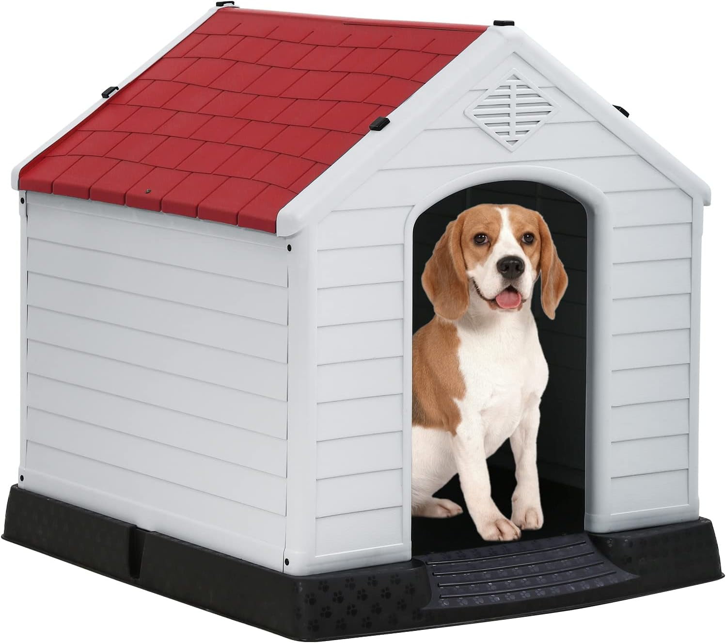 Dog House Indoor Outdoor Durable Ventilate Waterproof Pet Plastic Dog ...