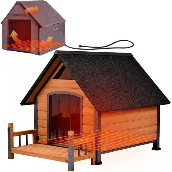 Rugged Ranch XL Wooden Dog House, Outdoor Kennel with Hinged Roof, Gray ...