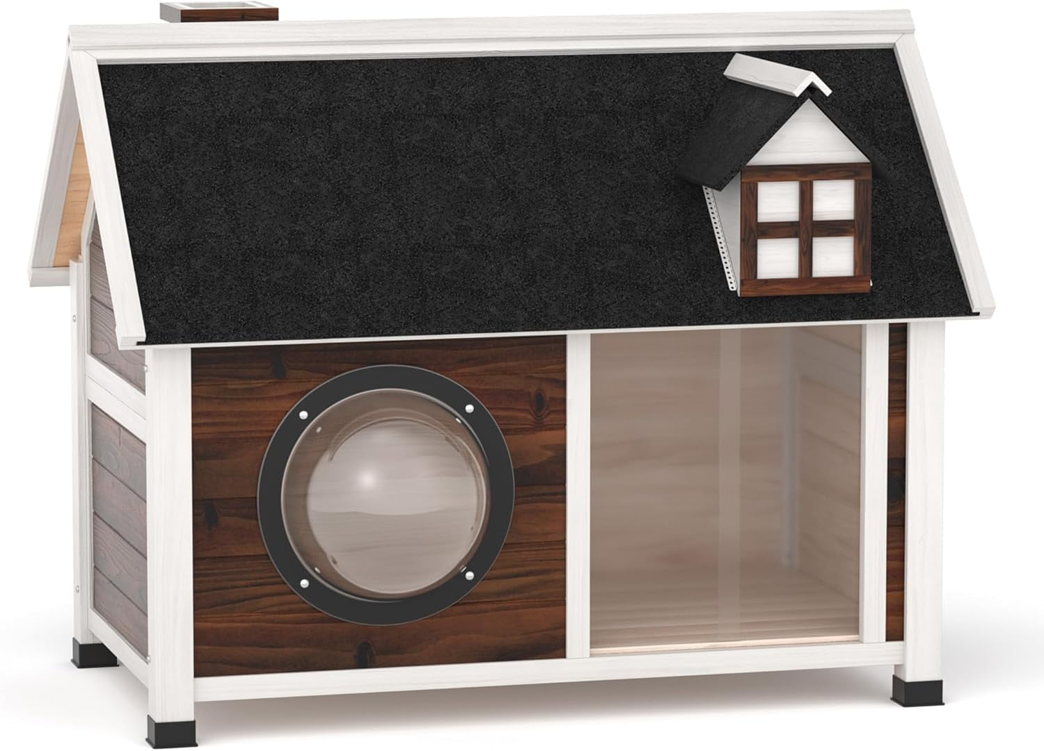 Dog House Outdoor, Wooden Dog Crate with Insulated Liner & Windows ...