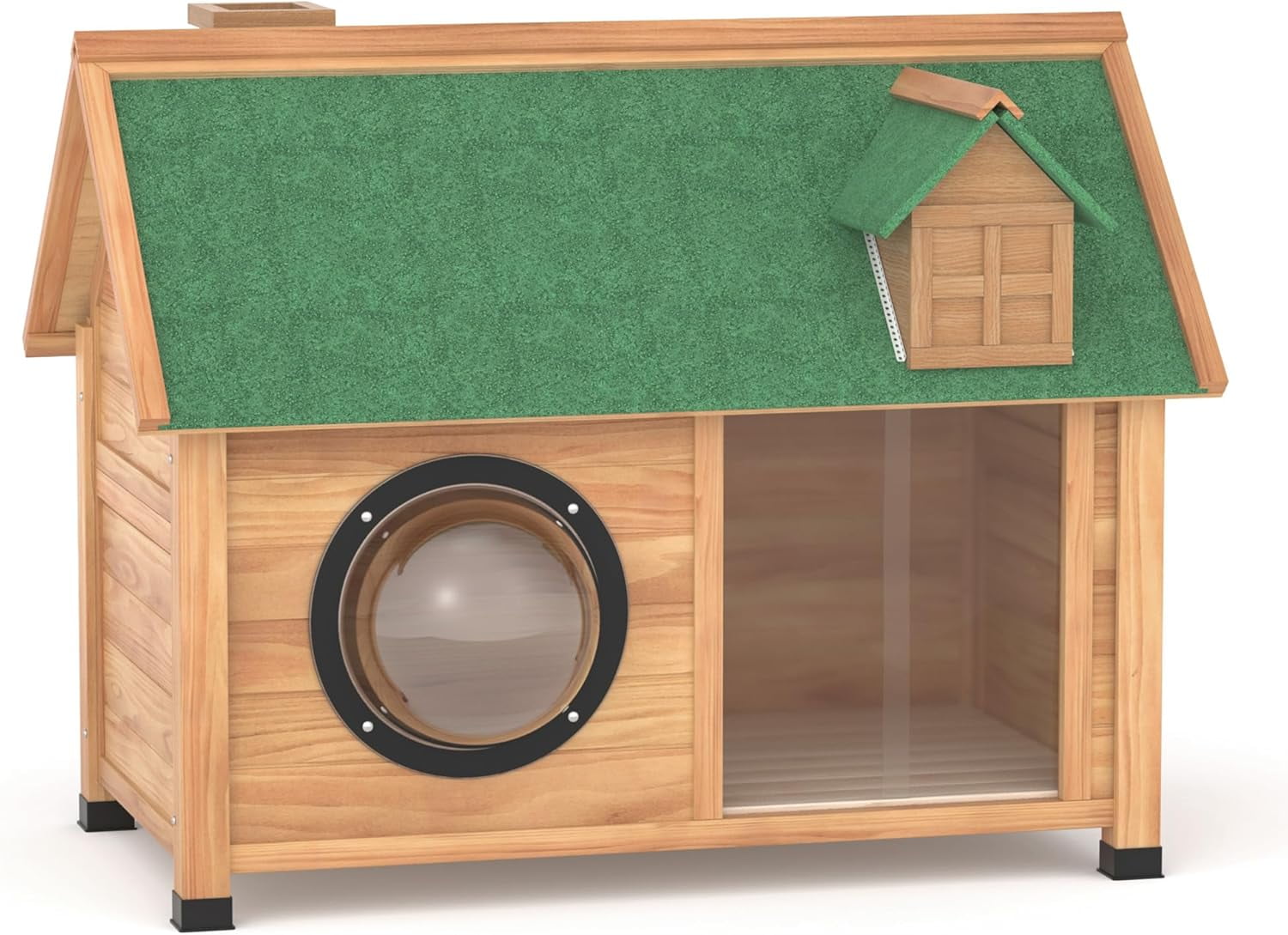 Dog House Outdoor, Wooden Dog Crate with Upgraded Acrylic Dome Viewing ...