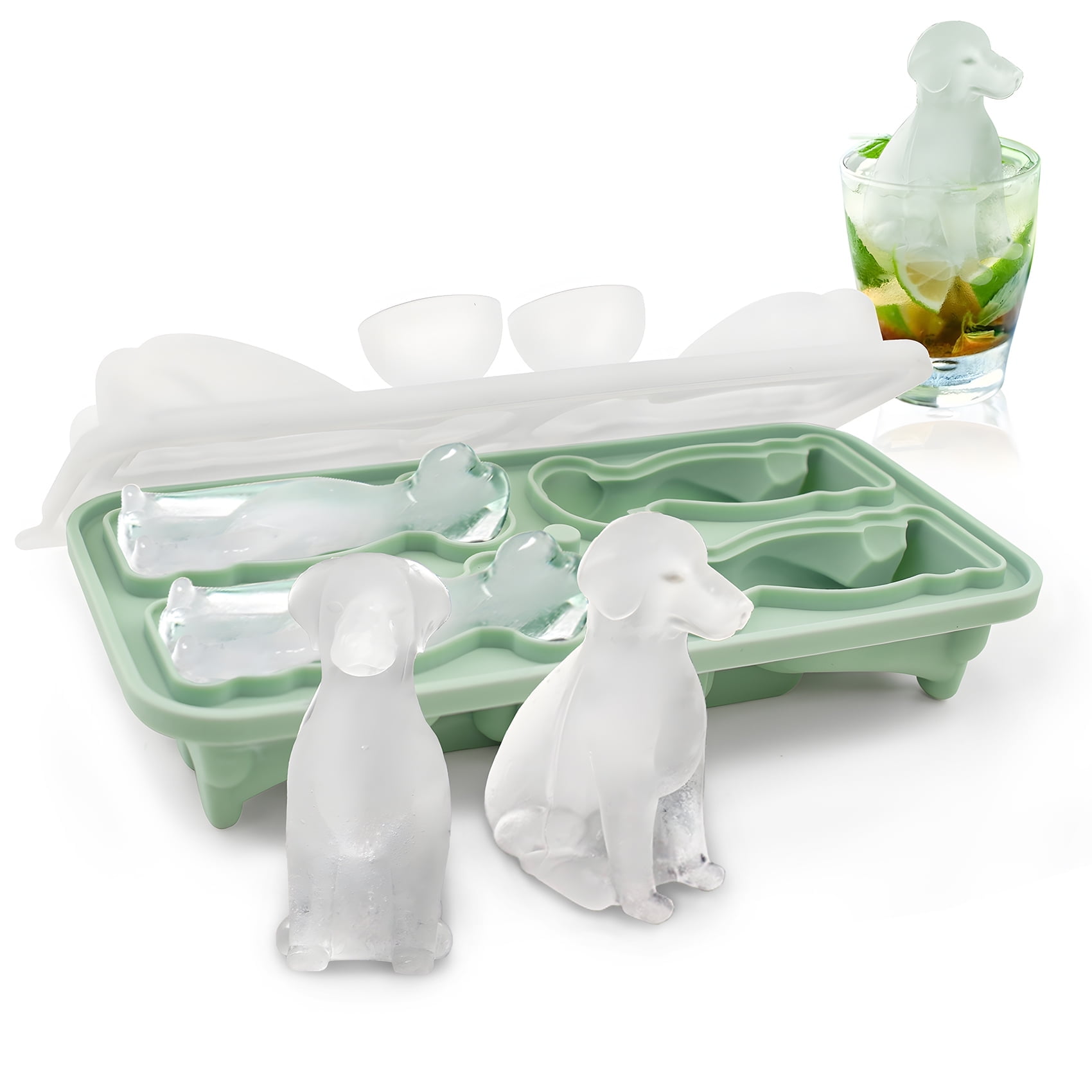 ZLZLCFZE Dog Ice Cube Mold Silicone with Lid, Large 2.8 Inch Slow ...