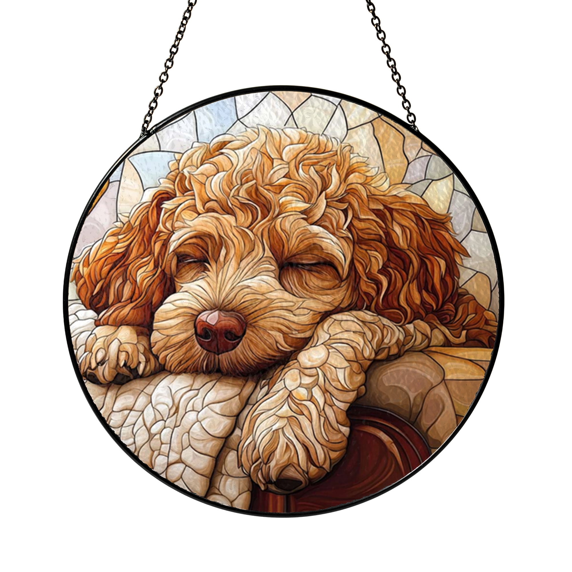 Dog Illustration Glass Suncatcher Window Decor, Stained Glass Style ...