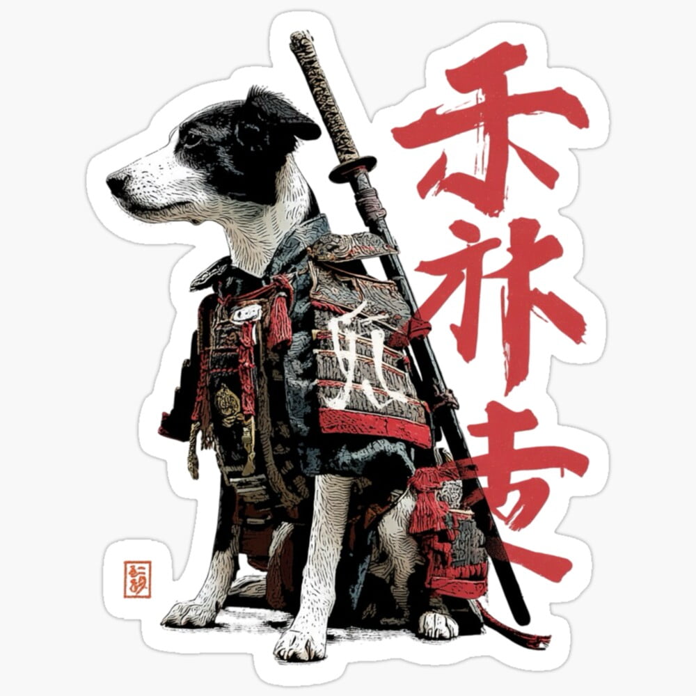 Dog In Samurai Armor Stickerphone Decal Water Bottle Stickers, Vinyl ...