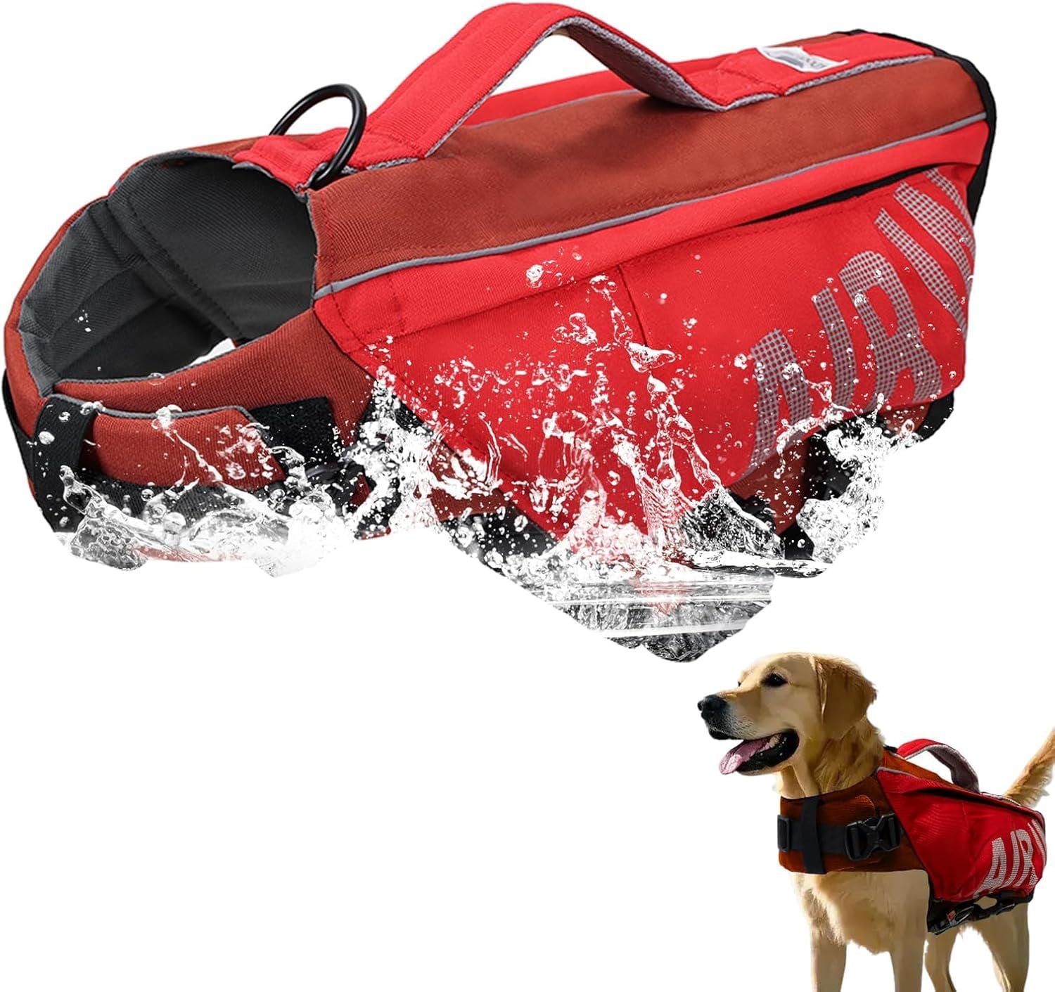 Dog Inflatable Lifejacket, Red Large Dog Life Jacket Safety& Comfort ...