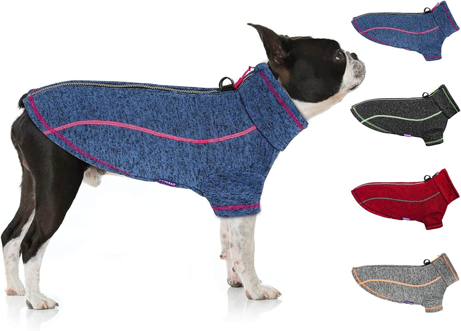 Dog Jacket Warm Fleece Coat Dog Sweater Reflective Jackets Zipper Up ...